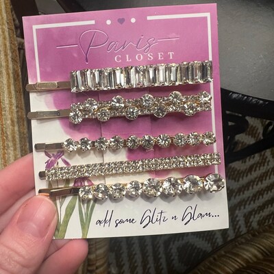 Rhinestone Crystal Bobby Pin 6pcs Set Gold Hair Bobby Pins, Black Hair ...