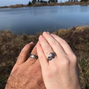 The ACADIA Wedding Ring Set. CHOCOLATE DIAMOND. Your Choice of | Etsy