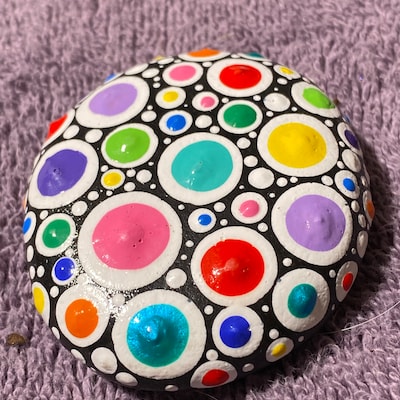 Hand Painted Polka Dot Stone Unique Painted Stones - Etsy