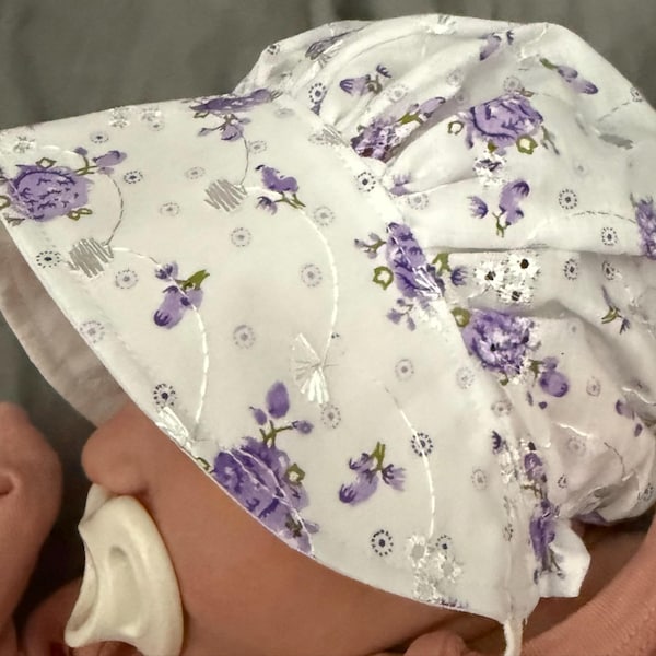 Baby Girl Bonnet, Floral Bee Toddler Sun Hat, Cotton Sun Bonnet for ...