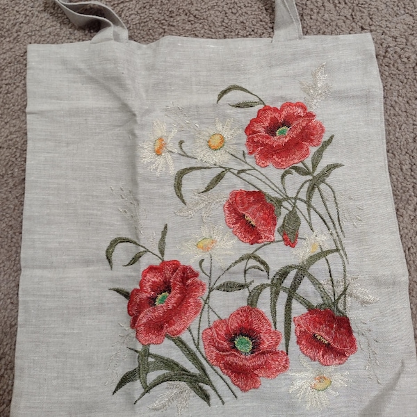 Daisy Flower Tote Bag, Poppy Tote Bag, Large Tote Bag, Floral Bag ...