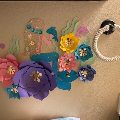 Mermaid Set Flowers Paper Flowers Mermaid Decor Mermaid Theme Party ...