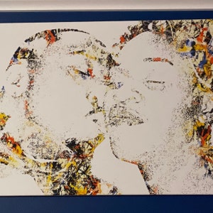 Custom Couples Portrait, Splatter Painted Effect - Printed on Canvas or ...