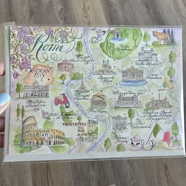 Watercolor Key West, Florida Map Card -- Single Card, Set of 4, and ...