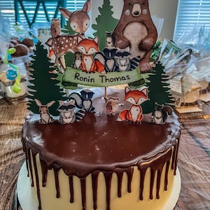 Woodland Cake Topper, Forest Animals Cake Topper, Straw Cake Topper ...