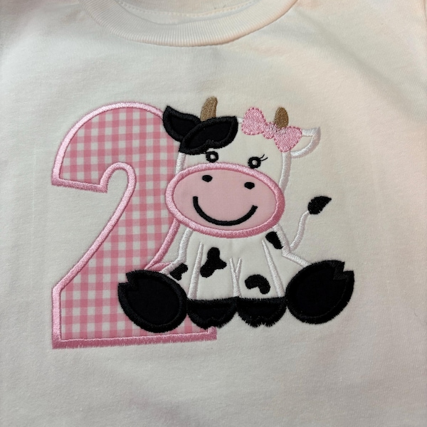 Cow Number 2 Applique Embroidery,birthday Cow Embroidery,baby Cow ...