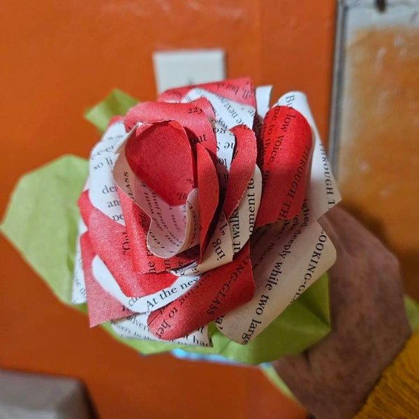 Painting the Roses Red Book Page Small Bouquet - Etsy