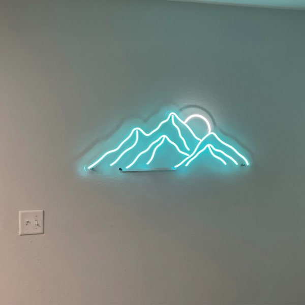 Mountain LED Neon Sign | Customize Large Sunset Acrylic Wall Art ...