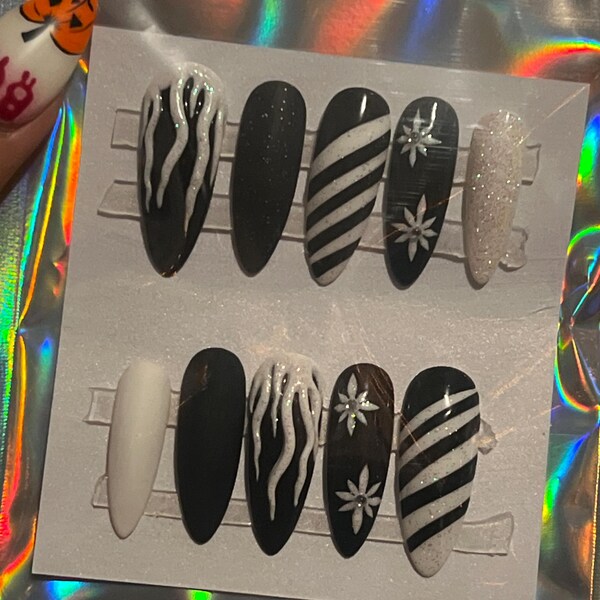 Gloomy Cutie Reusable Luxury Gel Press-on Nails, Y2K Nails, Gloomy Bear ...