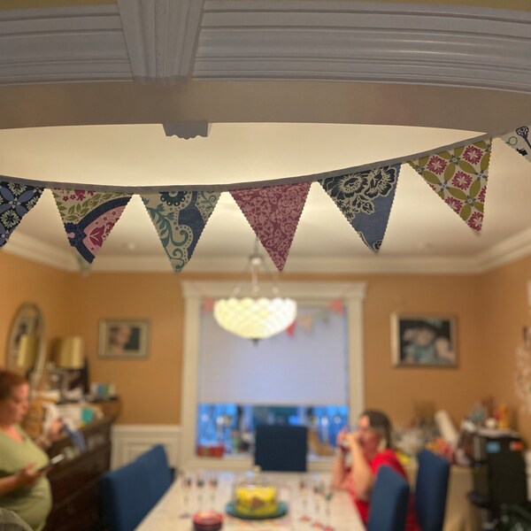Boho Rainbow Pennant Bunting, Fabric Banner, Birthday Garland, Nursery ...