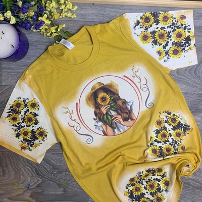 Cow Sunflower Patch Background Digital Download Round and Distress ...