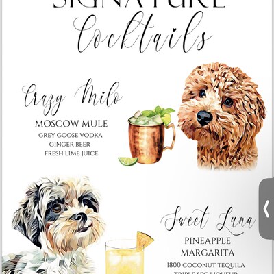 Signature Pet Cocktail Sign, Signature Pet Drinks, Signature Pets ...