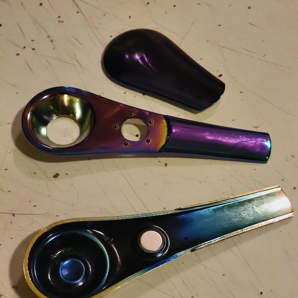 3.8" Metal Smoking Pipes Magnetic Lid Zinc Alloy Tobacco Pipe Smoke ...