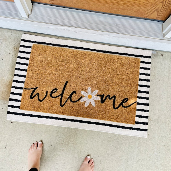 Daisy Doormat, Flower Doormat, Floral Door Mat, Spring Welcome Mats ...