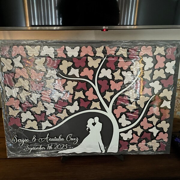 Tree of Butterflies Wedding Guest Book Alternative Custom Colors ...