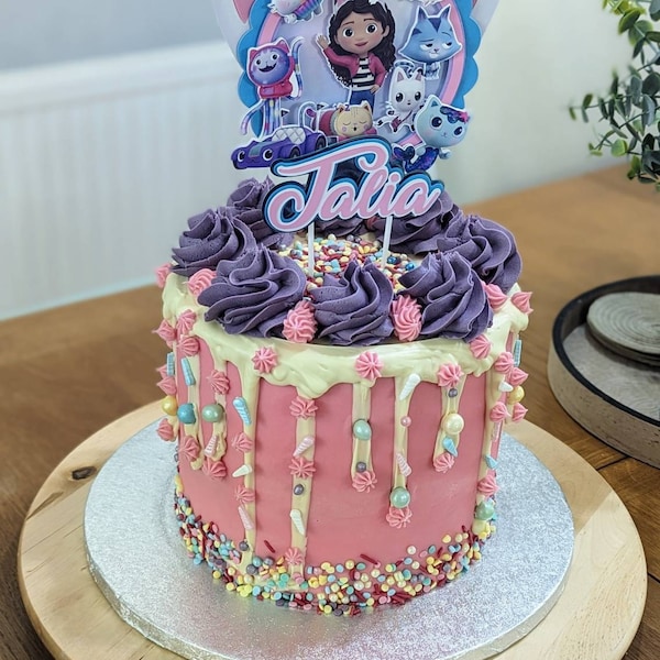 Personalised Gabby Dollhouse Cake Topper 3D With Name and Age - Etsy