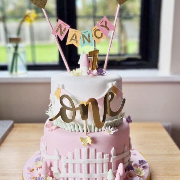 Gold 'one' Cake Topper, First Birthday Cake Topper, Gold 'one' Script ...