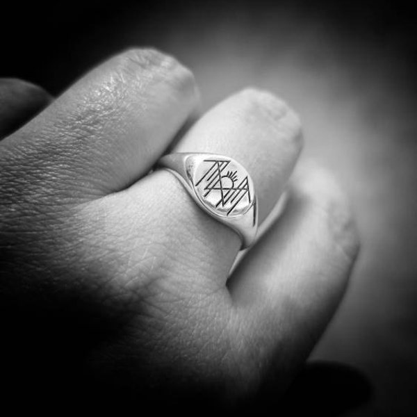 Mickey Mouse Ring Sterling Silver Ring Signet Ring Mickey Ring Engraved ...