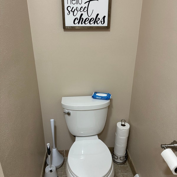 Hello Sweet Cheeks Sign | Bathroom Wall Decor | Farmhouse Bathroom Sign ...