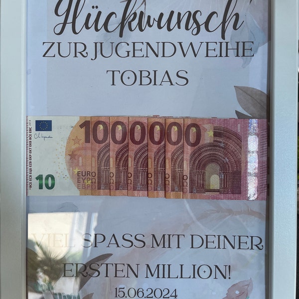 Jugendweihe Geldgeschenk "Deine erste Million", PDF Druckvorlage, Geschenk zur Jugendweihe ...