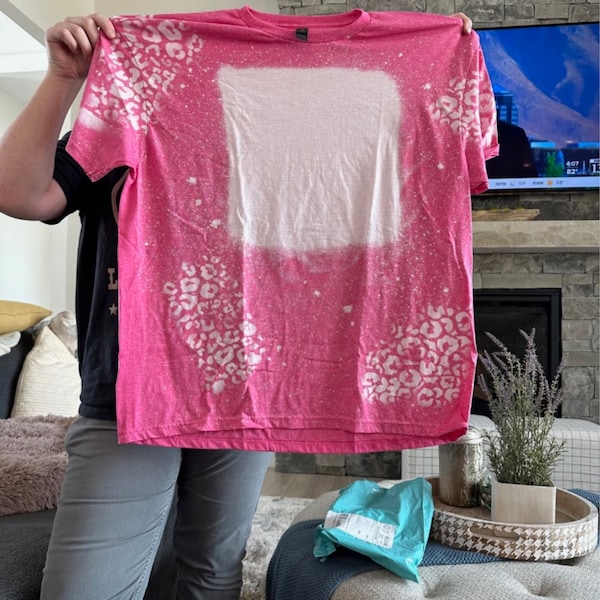 Wholesale - Blank Bleached Cheetah Print Shirt - Cheetah Shirt - Bleached Shirt - Sublimation ...