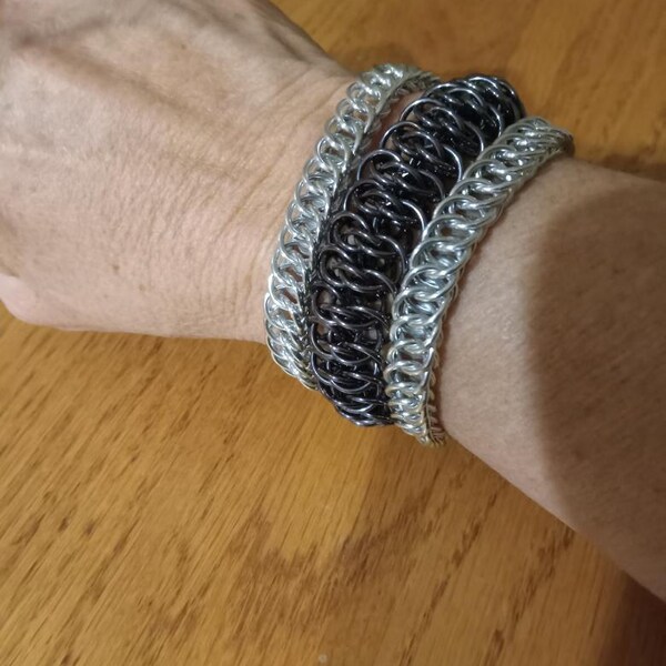 Triple Strand Mirror Delicate Half Persian Chainmail Bracelet ...