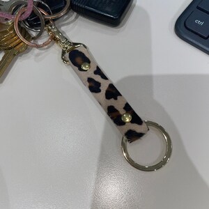 Leopard Design Leather Keychain for Women Leather Key Ring - Etsy