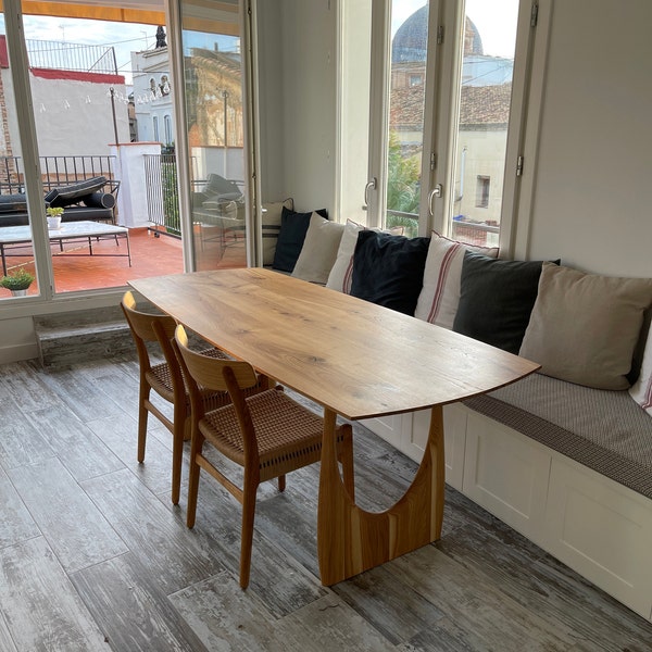 Oak Solid Table, 210x100 Cm, Solid Wood Dining Table, Kitchen Table ...