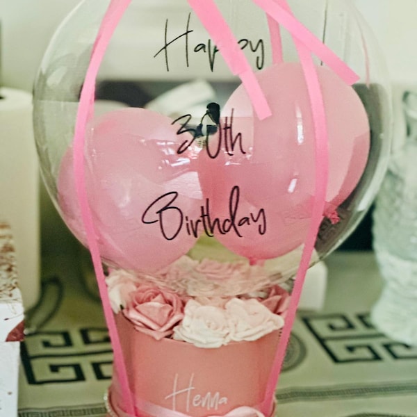 Hot Air Balloon Flower Box, Hat Box Flowers, Birthday Balloon ...