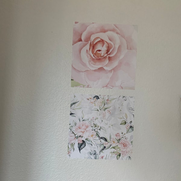 SAMPLES KATIE Roses Pink Watercolor Flower Decals Nursery Decor Girl ...