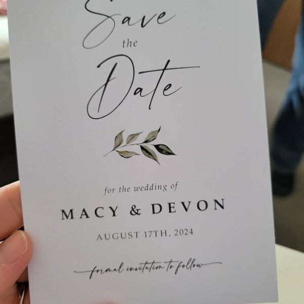 Greenery Save the Date Cards or Save the Evening With FREE Envelopes ...