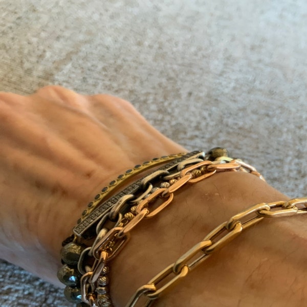 14k Gold Large Open Link Chain Bracelet - Etsy