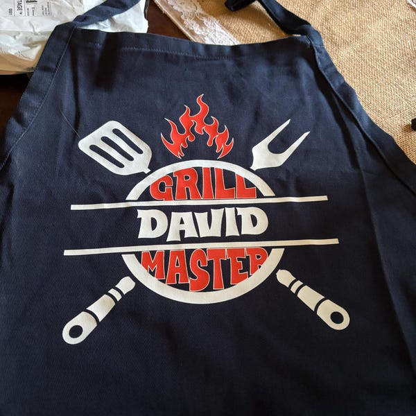 Custom Grill Master Apron, Customized Apron, Personalized Apron, Dad Apron, Grill Master Gift ...