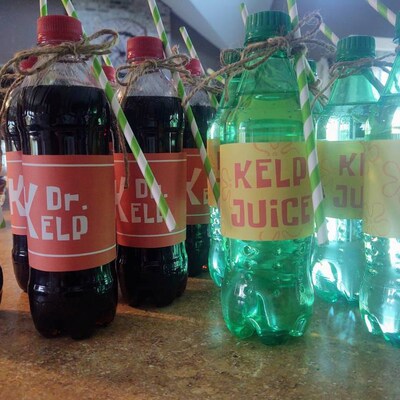 Kelp Juice Under the Sea Luau Drink Bottle Labels Printable Instant ...