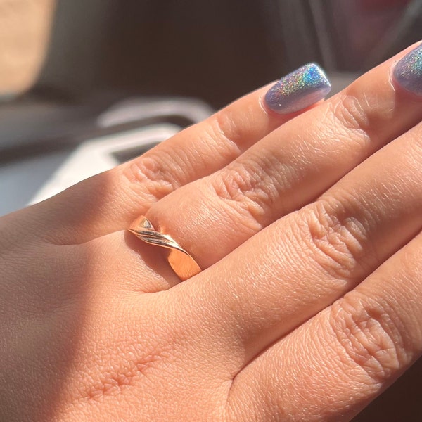 Double Mobius Ring, 14K Solid Gold, 925 Sterling Silver Mobius Ring ...