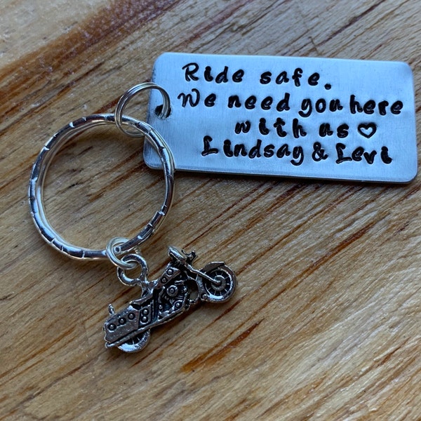 Personalized Keychain, Ride Safe, Motorcycle Key Ring, Aluminum ...