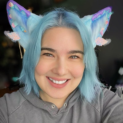 MTO Gray Siren Ears Gray and Black Water Creature Ears Fantasy Ears ...