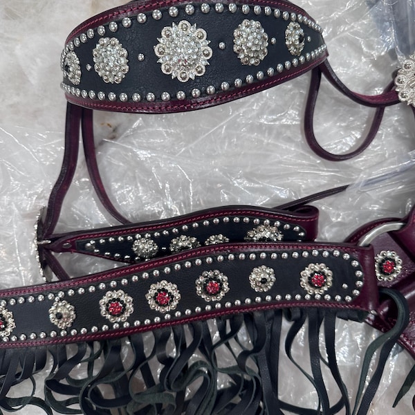 Western Black Top Grain Leather Bull Riding Rodeo Chap With Matching ...