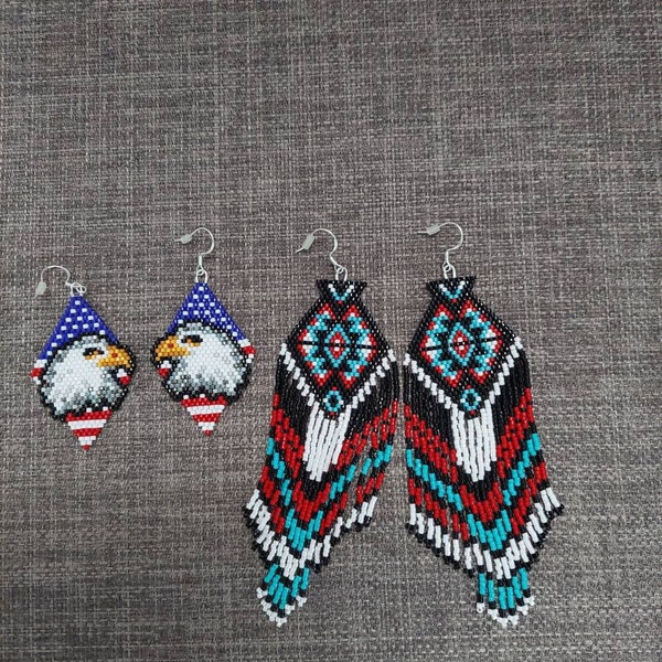 Saguaro Desert Scene Peyote Beaded Earrings - Etsy