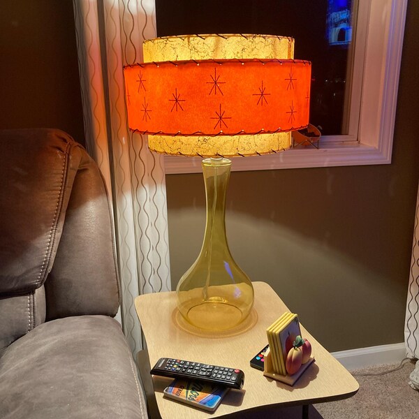 Mid Century Vintage Style 2 Tier Fiberglass Lamp Shade Modern Atomic ...