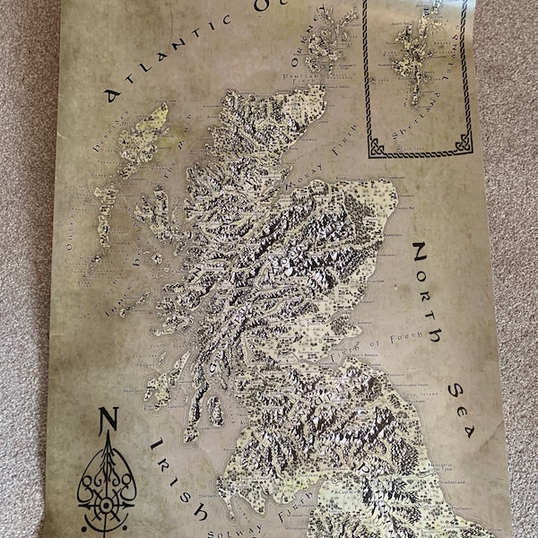 Scotland Fantasy Map, A3 A2 A1 Scottish Poster, Scotland Print ...