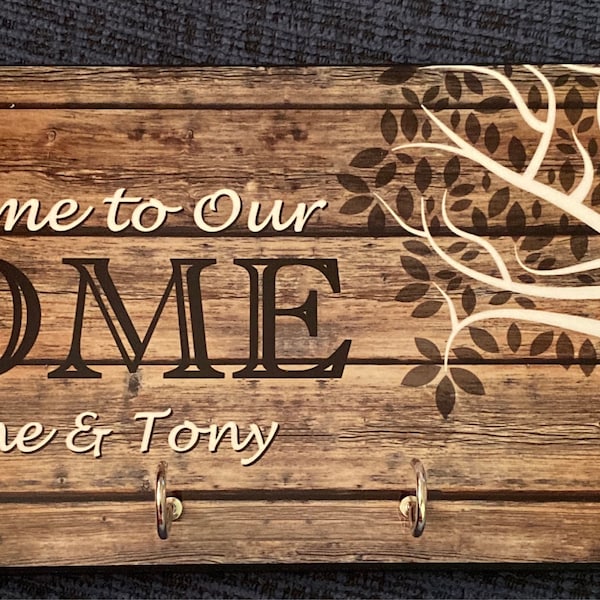 Key Holder for Wall, Wedding Gift, Welcome to Our Home, Anniversary ...