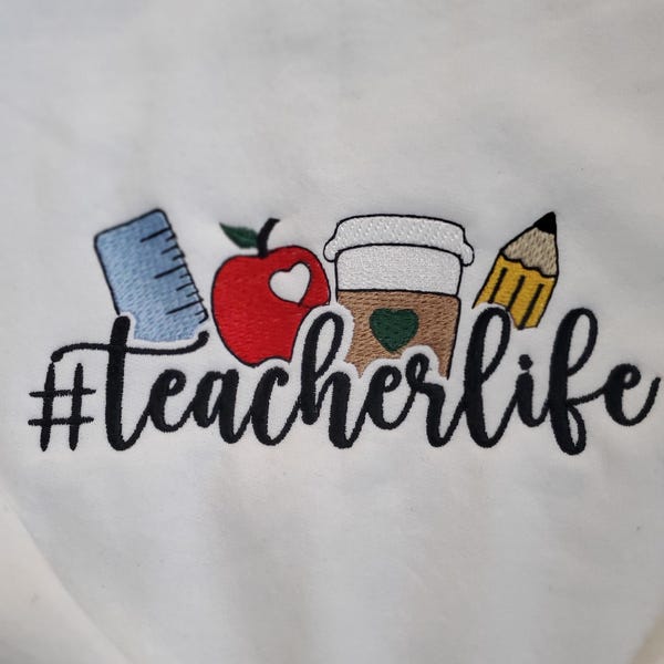 Teacher Embroidery Design, Back to School Machine Embroidery Files ...