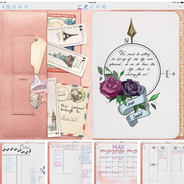 Customizable Digital Bullet Journal Custom Tabs Digital Notebook ...
