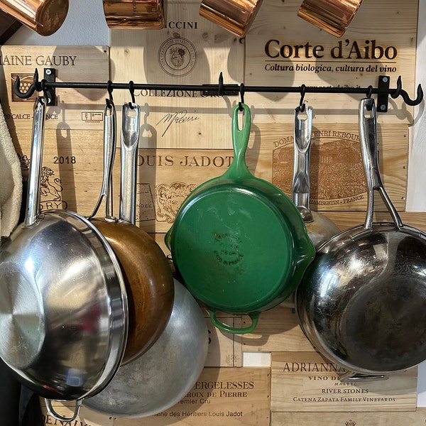Wrought Iron Pot, Pan Rail, Pan Organizer, Kitchen Storage, Utensil ...