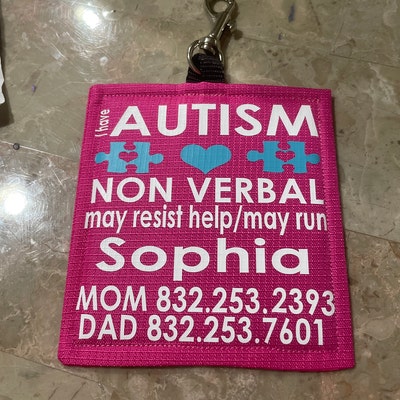 Autism Alert Hang Tag, Personalized Medical Alert Hanging Patches ...