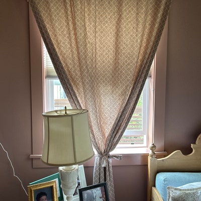 Modern Vintage Dark Red Floral Pattern Washed Linen Cotton Curtain Raw ...