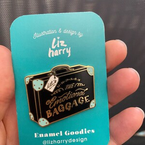 Emotional Baggage Suitcase Enamel Pin Mental Health Pin Retro Enamel ...