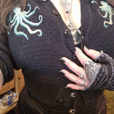 The Waltz of the Octopus Cropped Cardigan in Black Size S,M,L, XL, 2X ...