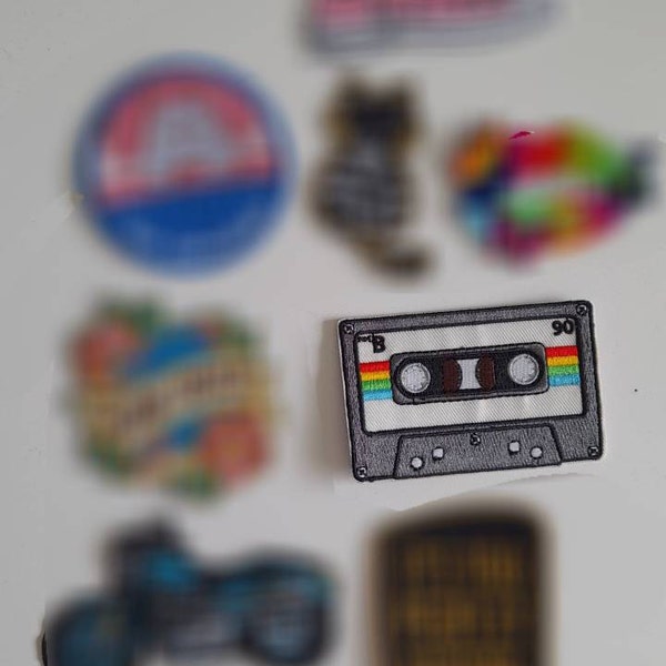 Retro Patches - Vintage, 80's, Mix Tape, Tv, Camera, Embroidered Sew on ...